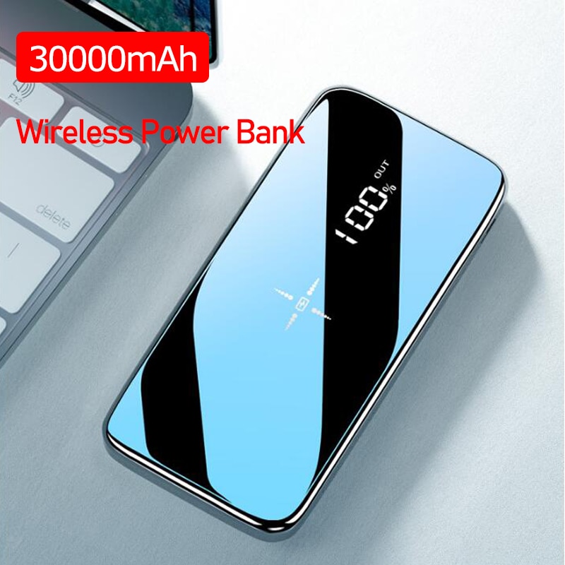 Original Power Bank 30000mAh Wireless External Portable Powerbank Full ...