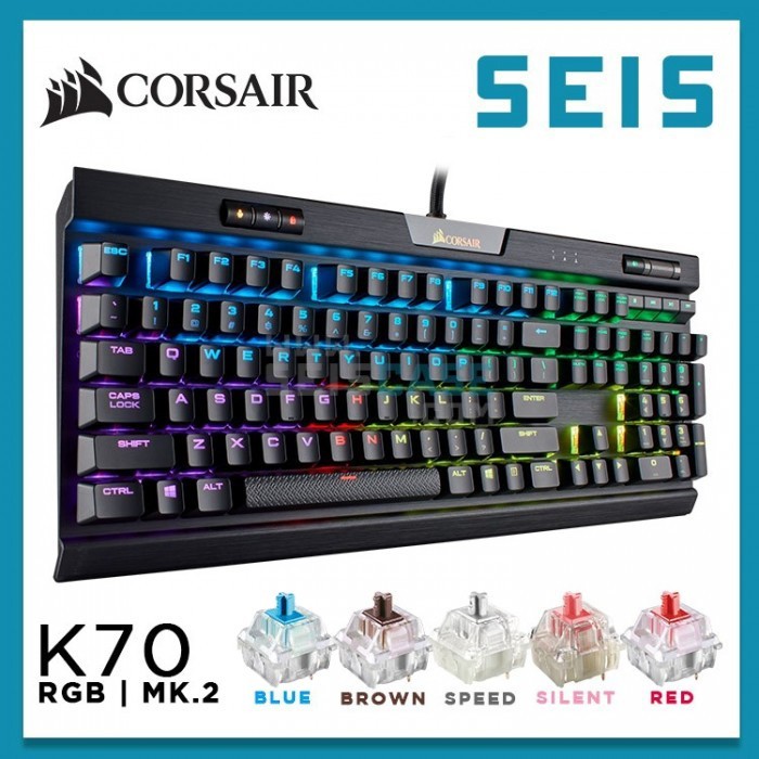 CORSAIR K70 RGB MK.2 Mechanical Gaming Keyboard - USB Passthrough Media Controls Tactile Quiet ...