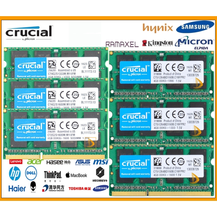 ครูเชียล Crucial 2RX8 8GB 4GB DDR3L DDR3-12800L 12800S 10600S 8500S ...