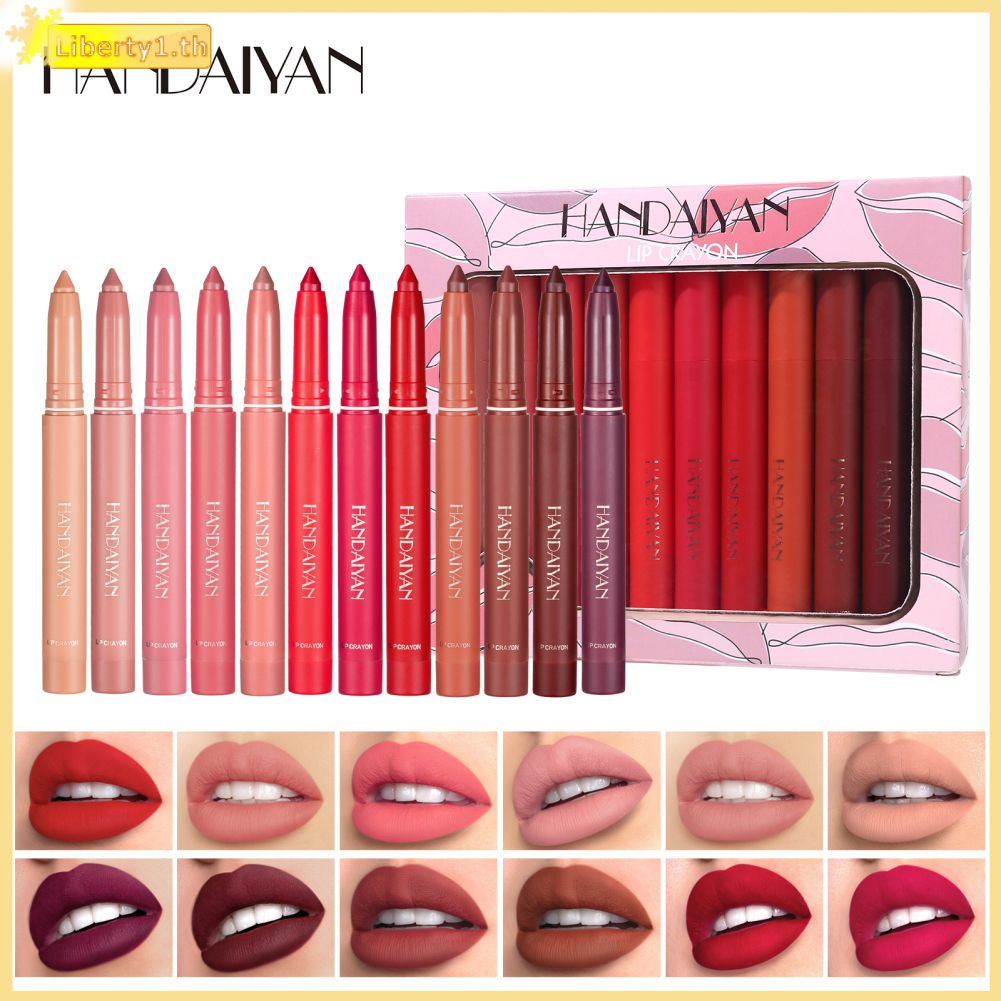 LBE Handaiyan 12ชิ้นกล่อง Matte Lipstick Pen Set Liquid Lip Gloss Set ...