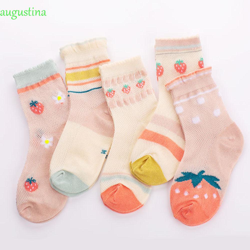 AUGUSTINA 5Pairs/Set Baby Socks Spring Hosiery Cotton Socks Middle Tube ...