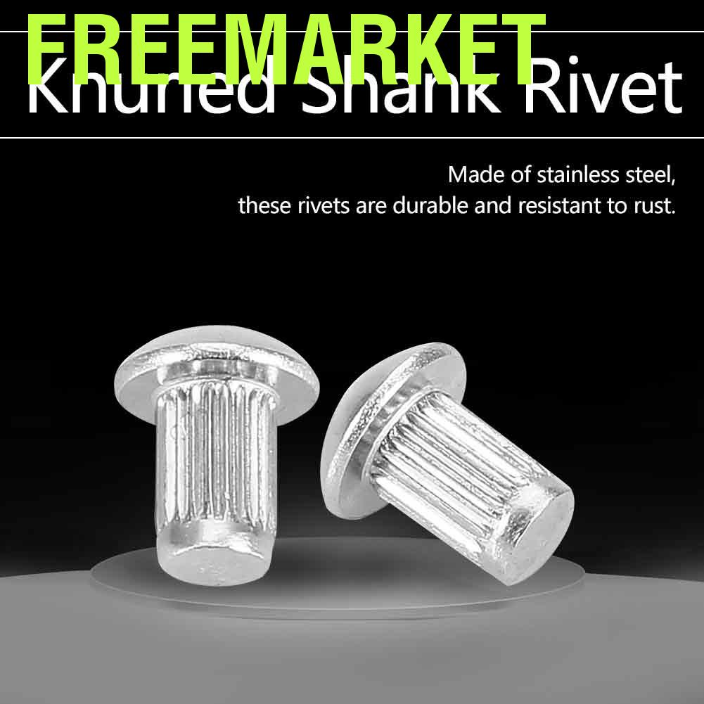 Freemarket 100pcs M2 Stainless Steel Round Head Knurled Shank Solid ...
