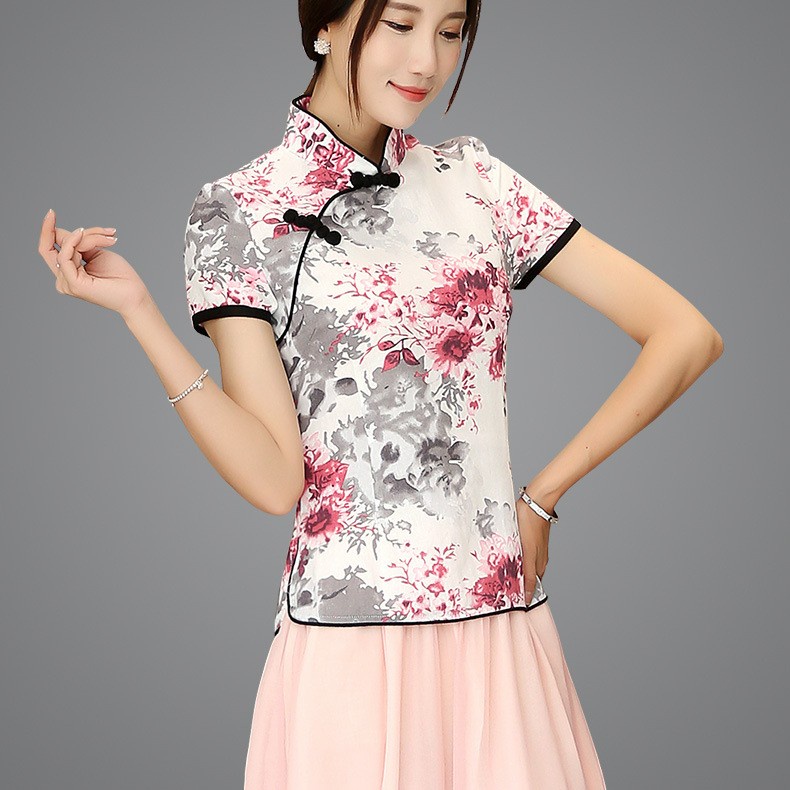 ℗☃Chinese new year Women clothes Chinese Tang Suit fashion floral Top T ...