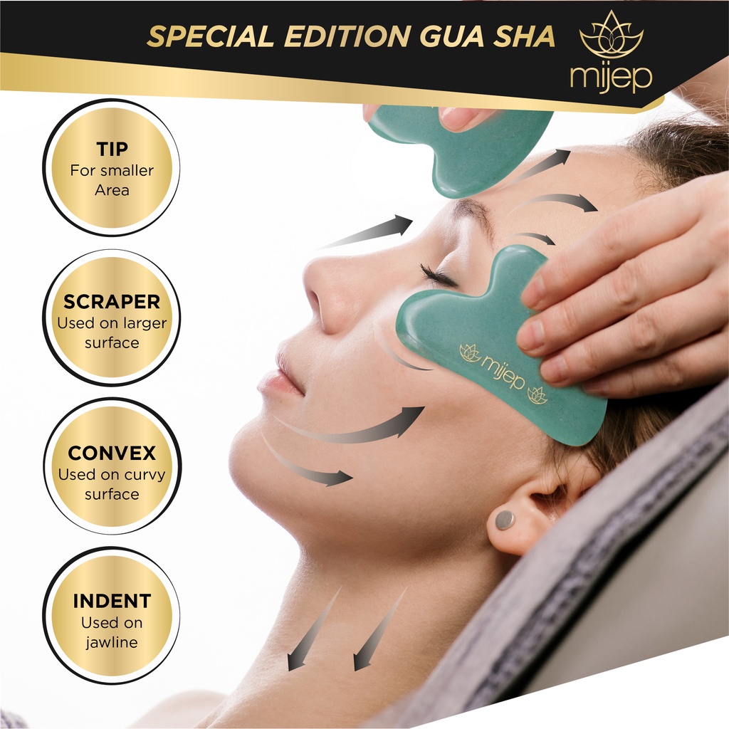 MIJEP Jade Face roller and Jade heart shaped Gua Sha - Special Edition ...