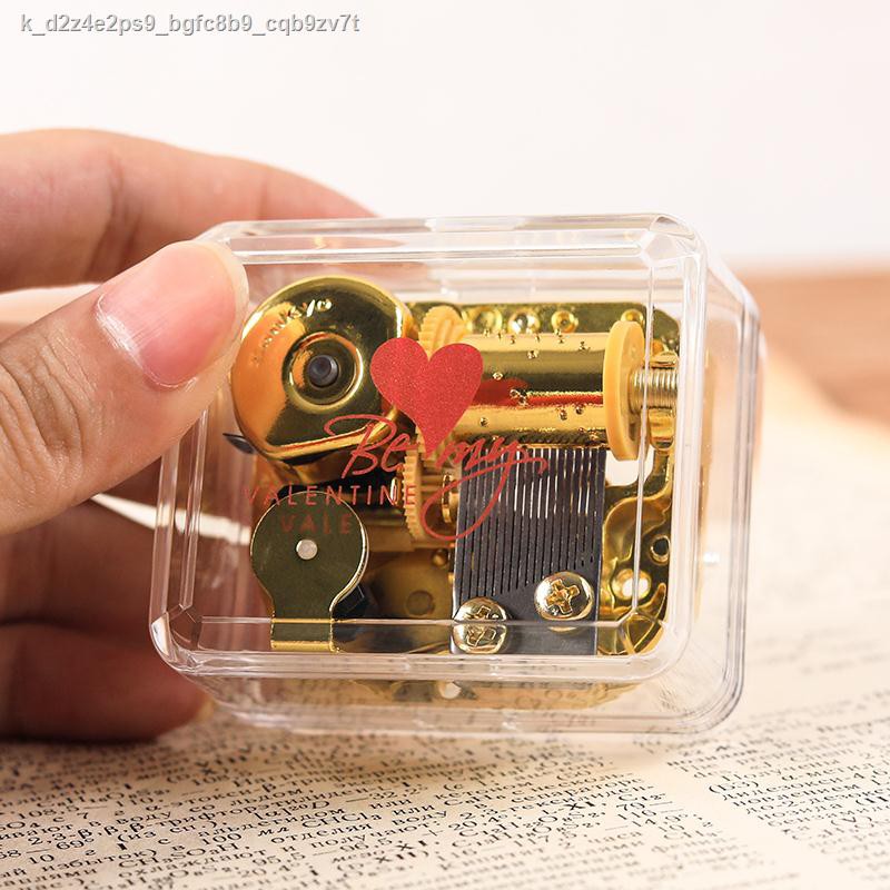 ของขวัญกล่องดนตรีสี่เหลี่ยมใส Creative Mini Clockwork Music Box ...