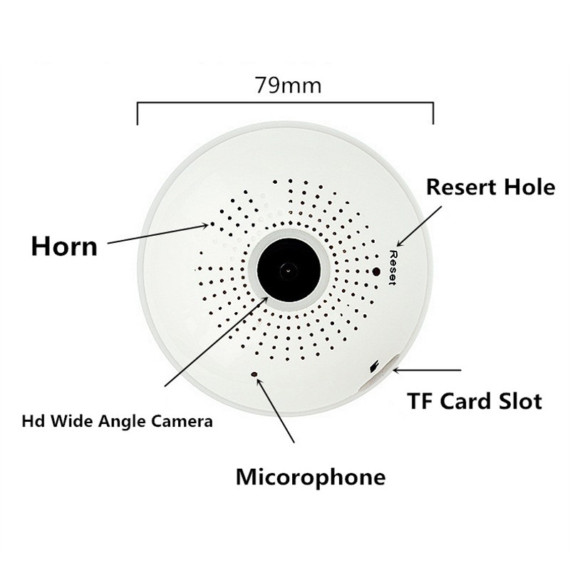 กล้องหลอดไฟ FULL HD 1080P 2.0MP Panoramic iP Camera WiFi app neye3c ...