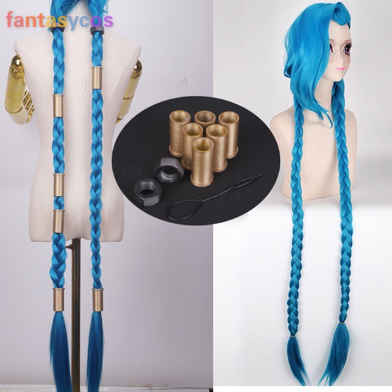 อุปกรณ์ประกอบฉากคอสเพลย์ Lol Jinx Cosplay Wig Headwear Hairpin Prop