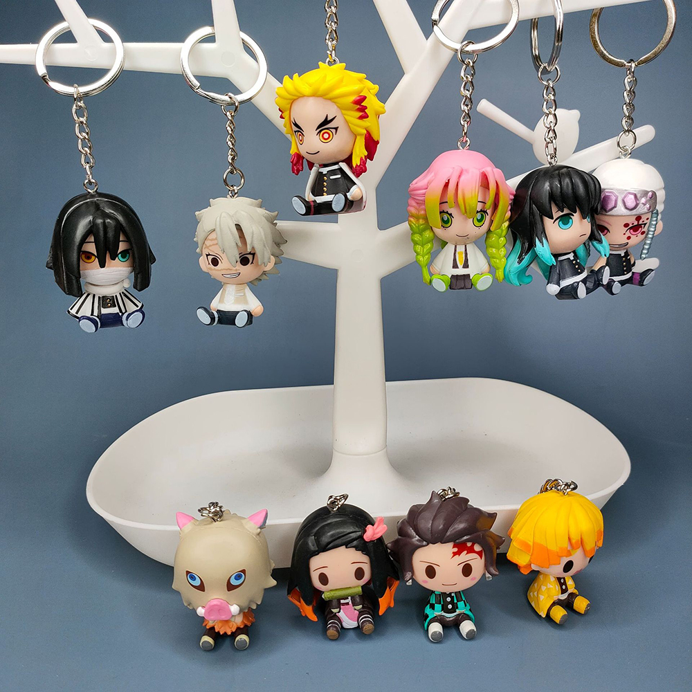 PEWANY 10pcs Key Rings Zenitsu Anime Demon Slayer Keychain Kimetsu No ...