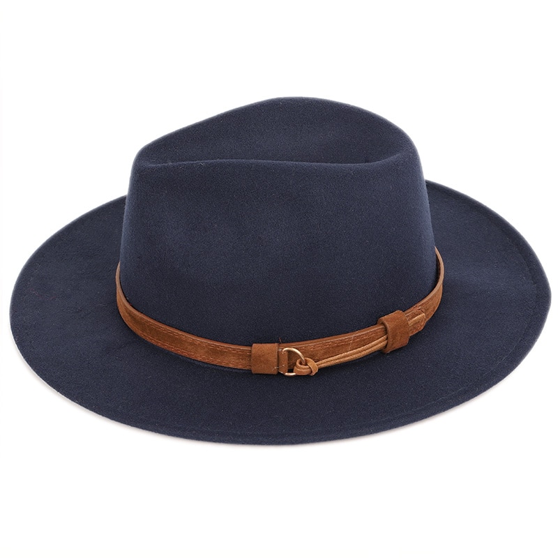 Men's wool warm shallow top fedora fashion trend unisex caps solid ...