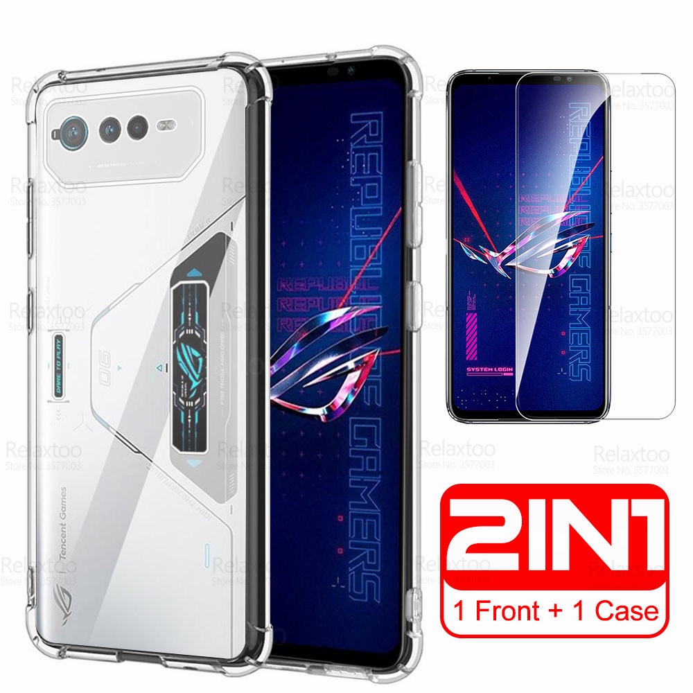 2in1 Tempered Glass Clear Back Cover For Asus ROG Phone 6 Pro Case ...