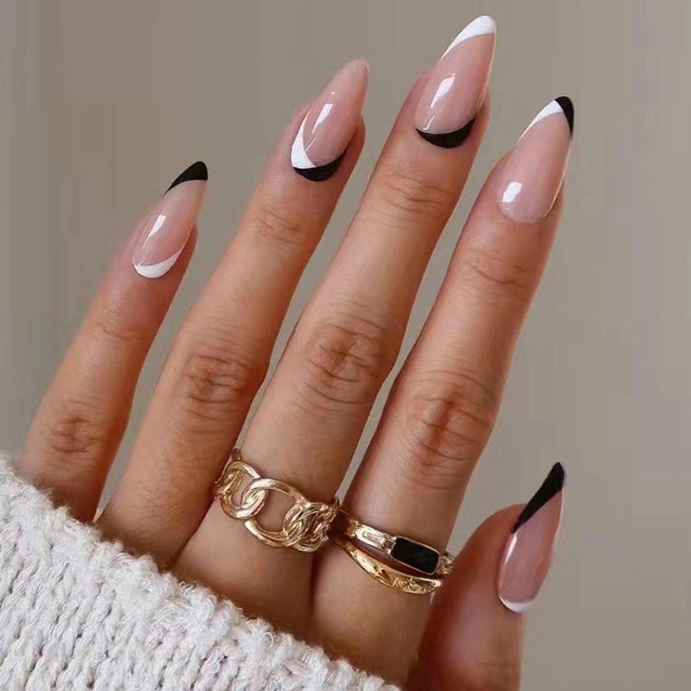 EMILEE 24pcsBox Press On Nails Almond False Nails Artificial Nail Tips ...