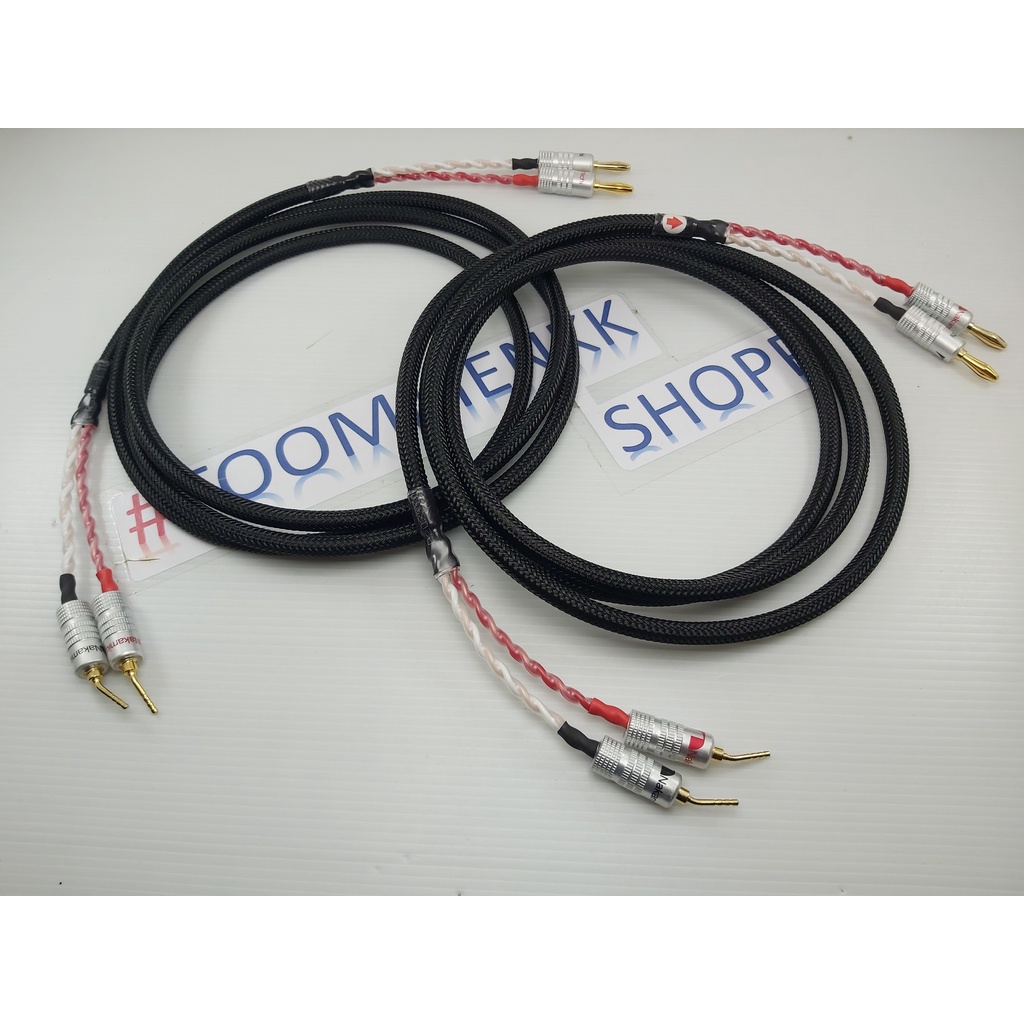 สายลำโพงรุ่นเล็ก Canare quad star 4S6 เข้าหัวเสียบแบบเข็ม ออกแบบบานาน่ากลม Nakamichi (แบบสองเส้น ...