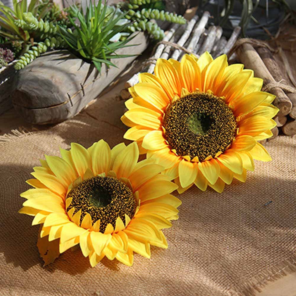 Fake Silk Artificial Sunflower Flower Heads Bouquet Floral Garden Home ...