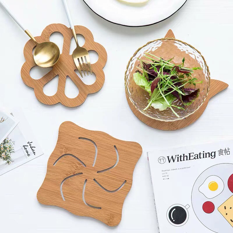 ☃ ไม้ Placemat ฉนวนกันความร้อน Pad Creative Table Mat แผ่นรองเม้าส์ใน ...