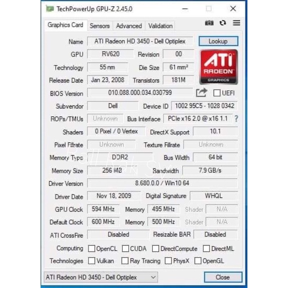 การ์ดจอ ATI Radeon HD 3450 DDR2 64bit( low profile)ใส่เคสนอน เคสเล็ก ...