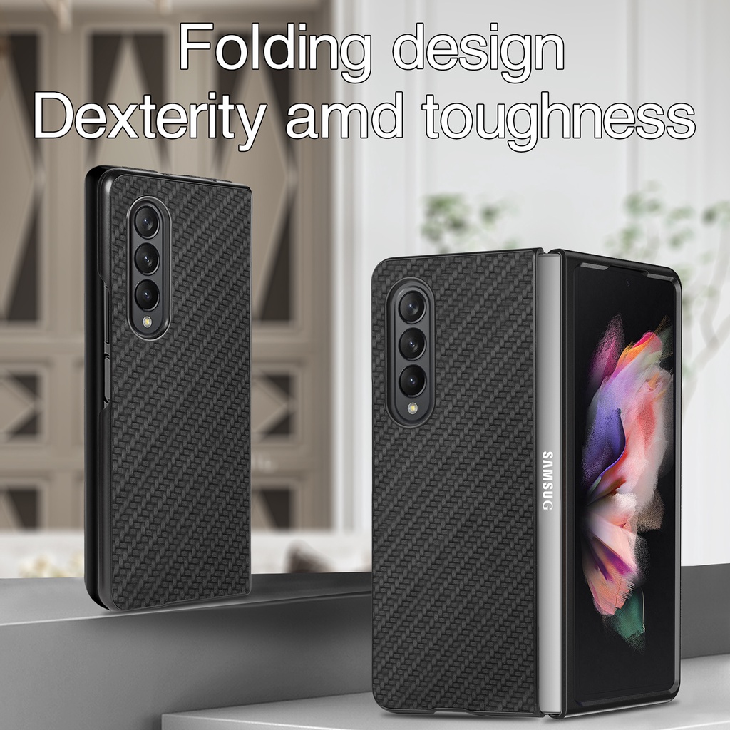 Casing For Samsung Galaxy Z FOLD 3 Phone Case Carbon fiber Pattern ...