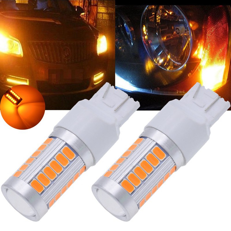 7443 T20 Led Bulbs Amber Yellow 900 Lumens Super Bright Turn Signals ...