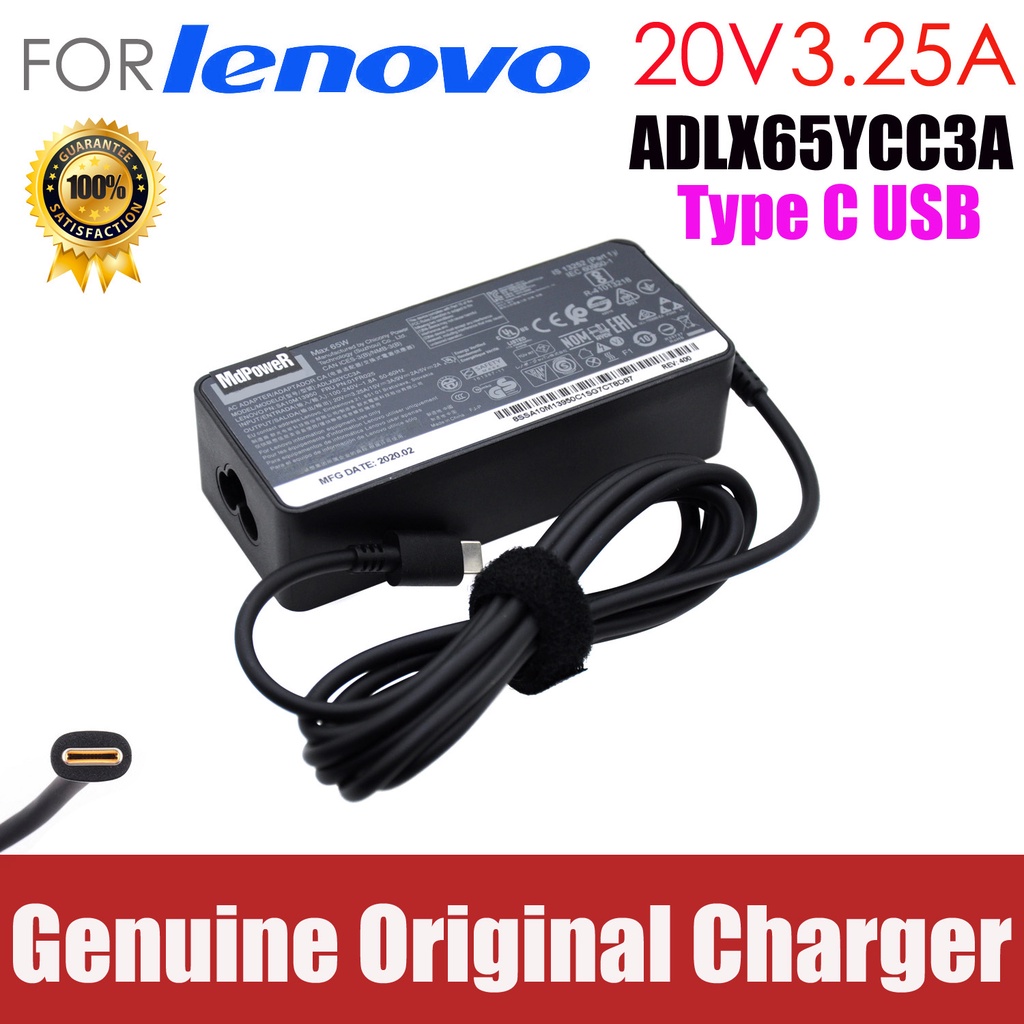 Original 65W 20V 3.25A TypeC AC Adapter Laptop Charger for Lenovo ThinkPad X280 X380 X390 X395 ...