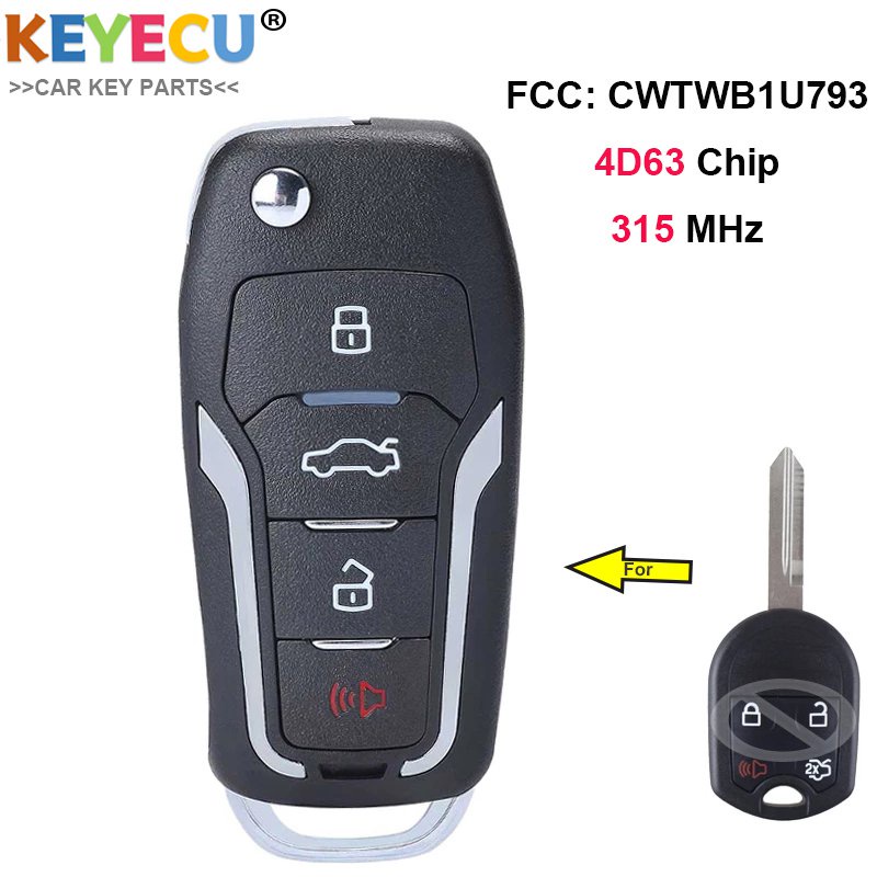 KEYECU Upgraded Flip Remote Key for Ford Mustang Edge Escape Expedition ...