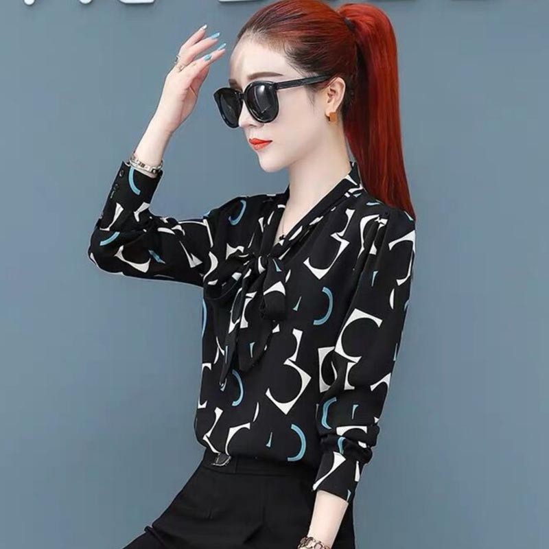 เสื้อเชิ้ตแขนยาว ผ้าชีฟอง ลายดอกไม้ เข้ากับทุกการแต่งกาย แฟชั่นฤดูใบไม้ ...