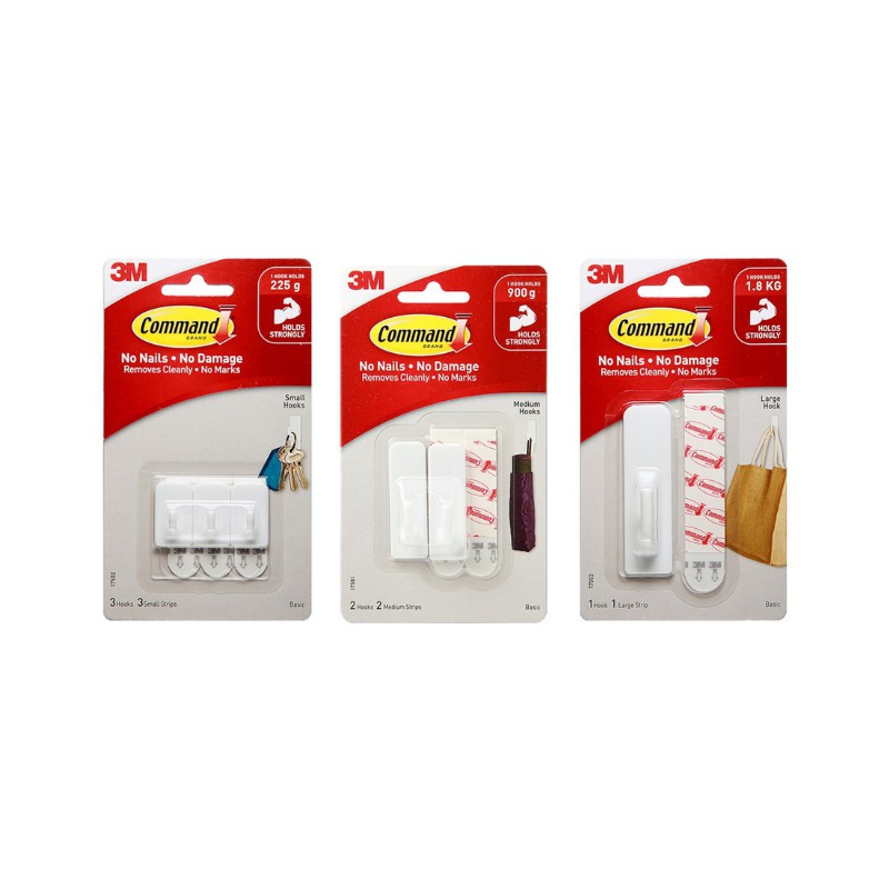 3M Command™ ตะขออเนกประสงค์พร้อมเทปกาวคอมมานด์ (เลือกขนาดได้) | Shopee Thailand