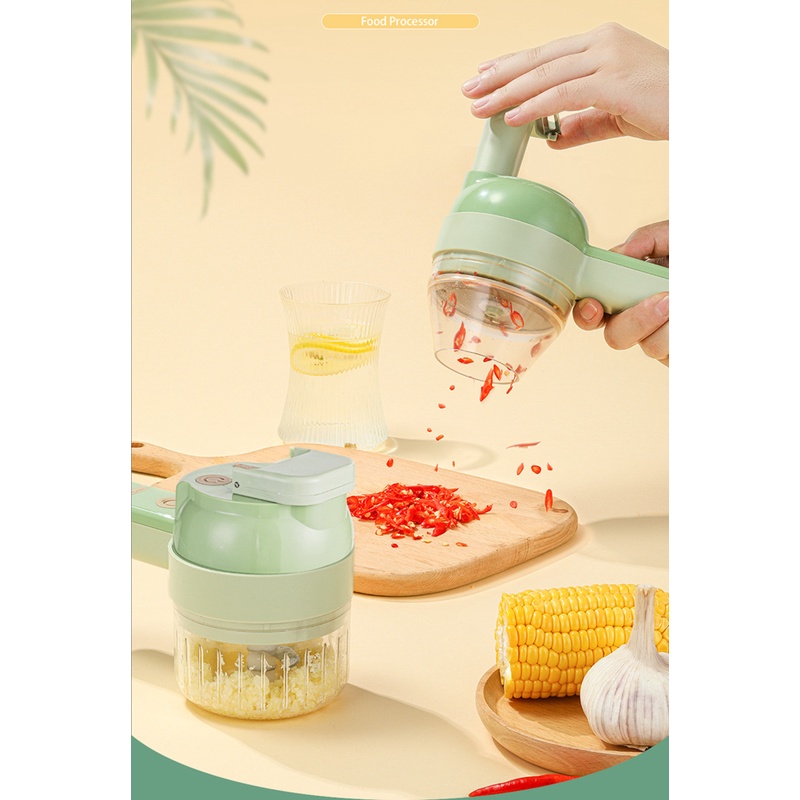 4 In 1 Multifunctional Electric Vegetable Cutter Slicer Garlic Mud ...