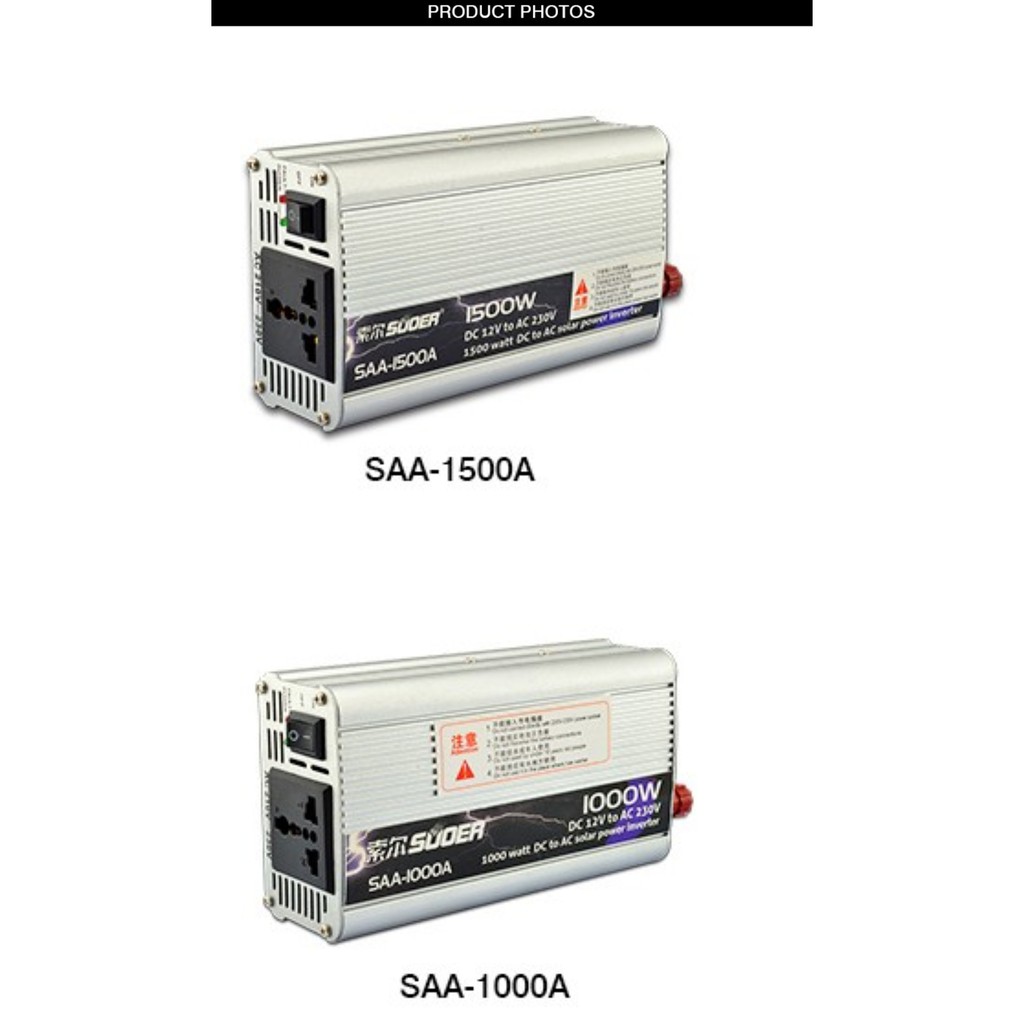 Suoer 1000VA / 1500VA 12V 220V Power Inverter/ Modified Sine Wave ...