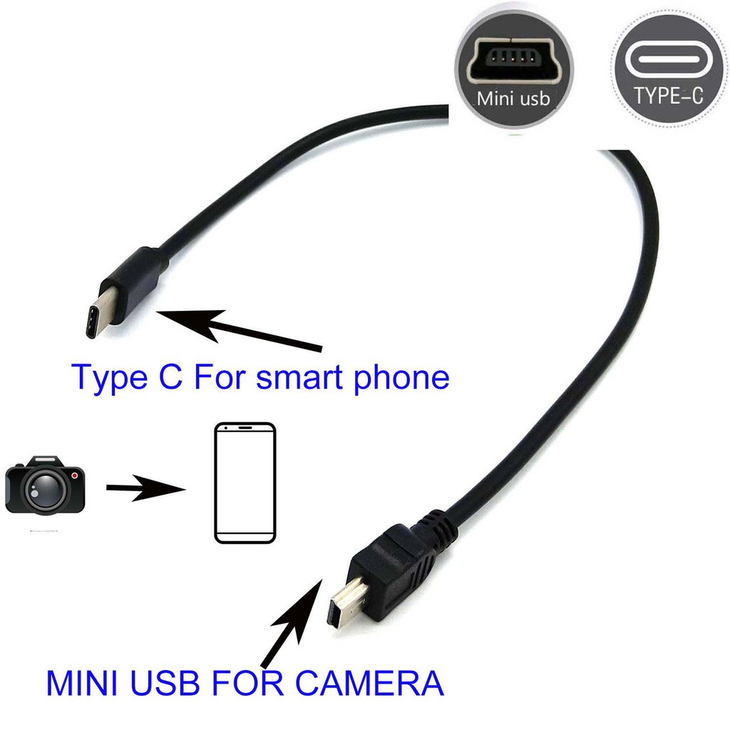 สายเคเบิ้ล Type C To Mini Usb Otg สําหรับกล้องวิดีโอ Canon 550D 600D ...