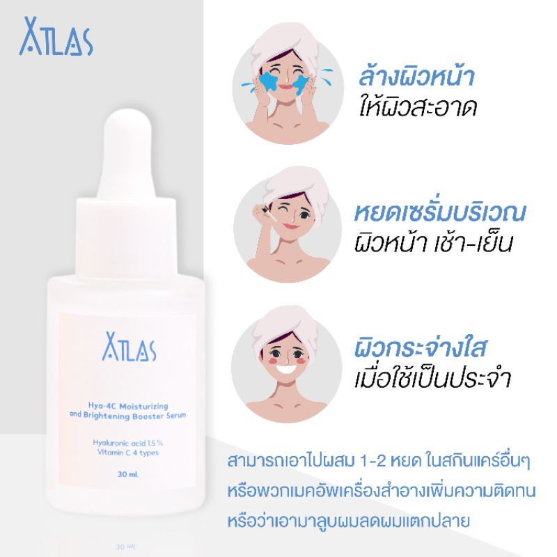 Atlas เซรั่มไฮยา Hya-4C - Moisturizing and Brightening Booster Serum ...