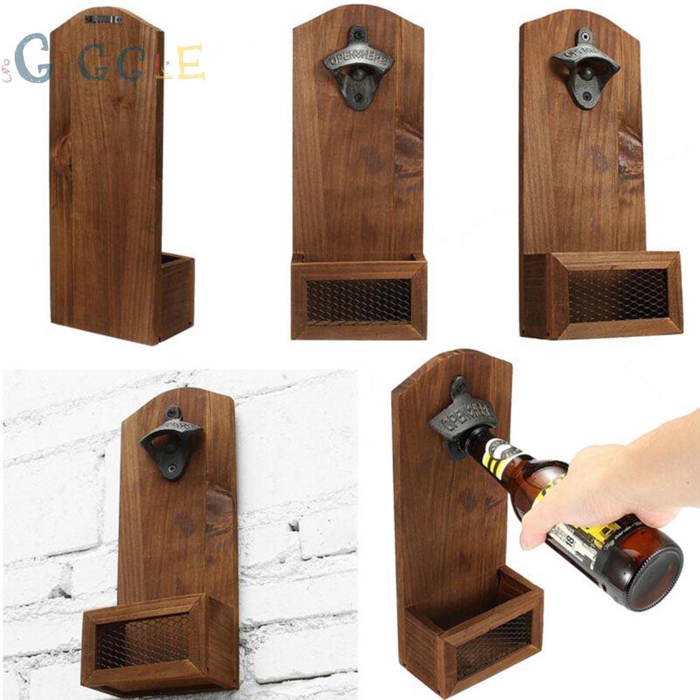 Bottle opener Barrel Rustic style Home Beer Keg Wall Mounted Bottle Cap ...