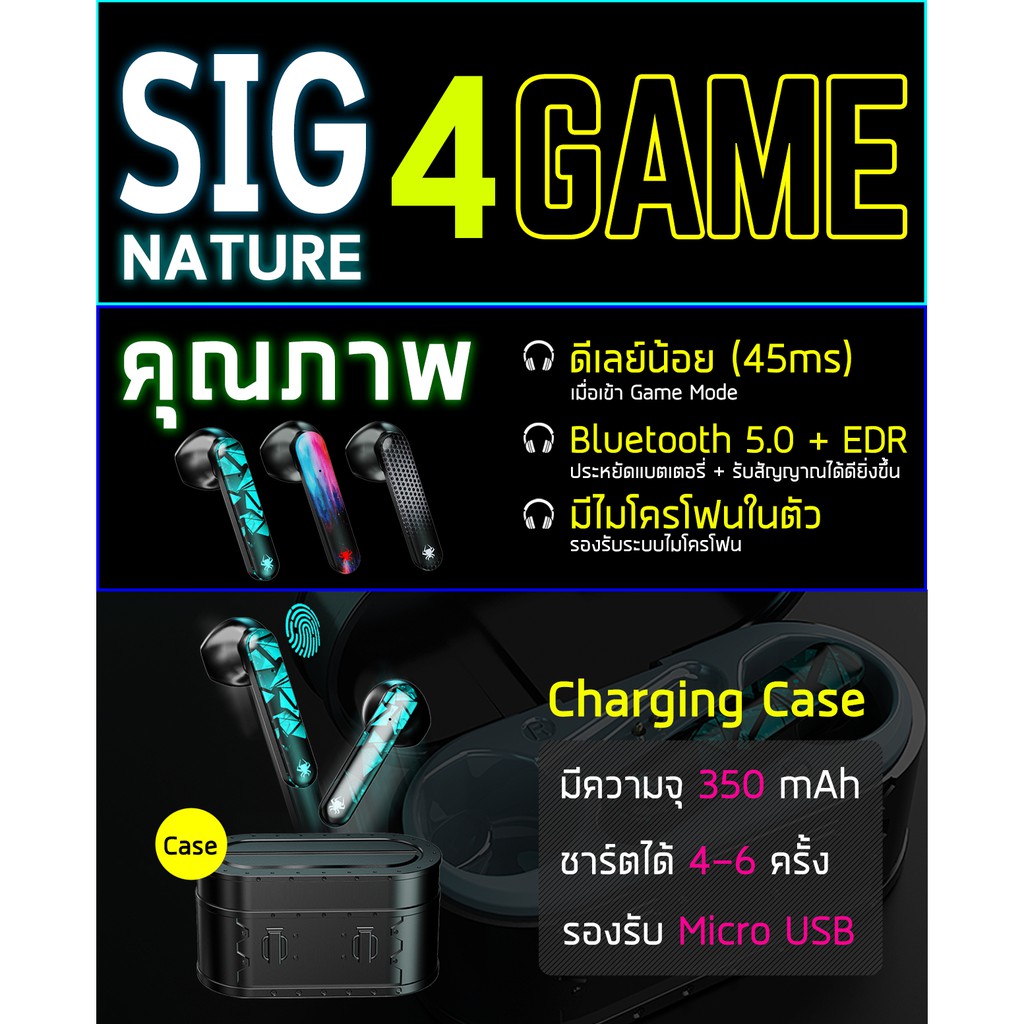 หูฟังไร้สาย ดีเลย์น้อย Plextone 4Game ออกกำลังกาย หูฟัง ฟังเพลง บลูทูธ ...