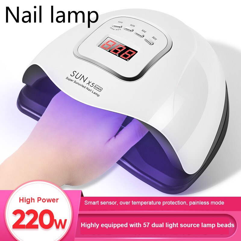 220W Nail Lamp Therapy Machine High Power Induction Smart Nail Light ...