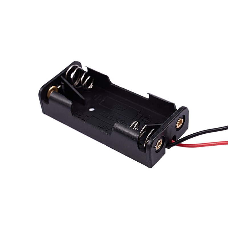 7Pcs Black Red 2-Wire Cable Connectors 2x AAA Battery Box Case Holder ...