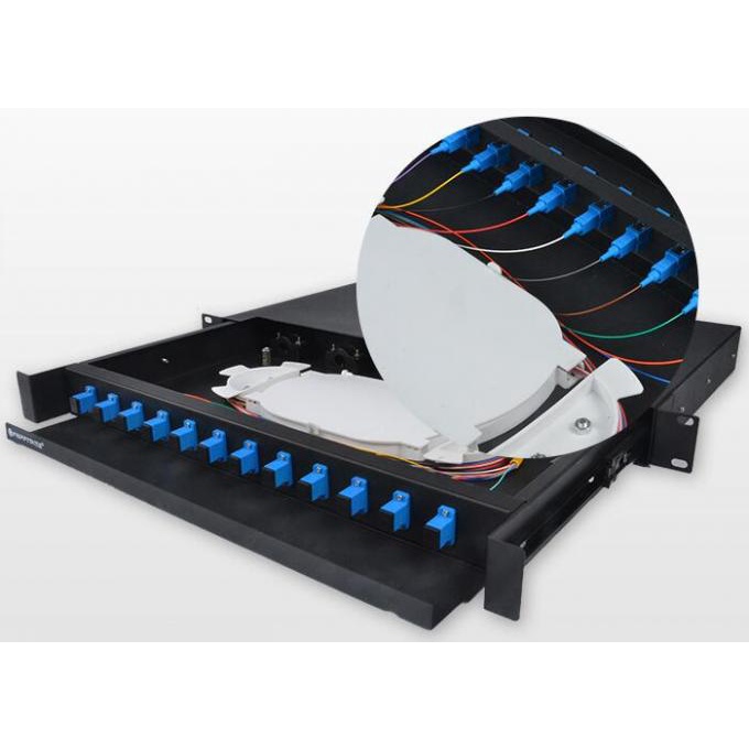 ODF RACK MOUNT Box 1224Core with trap แร็คเก็บสายไฟเบอร์พร้อมถาด2ชั้น ...
