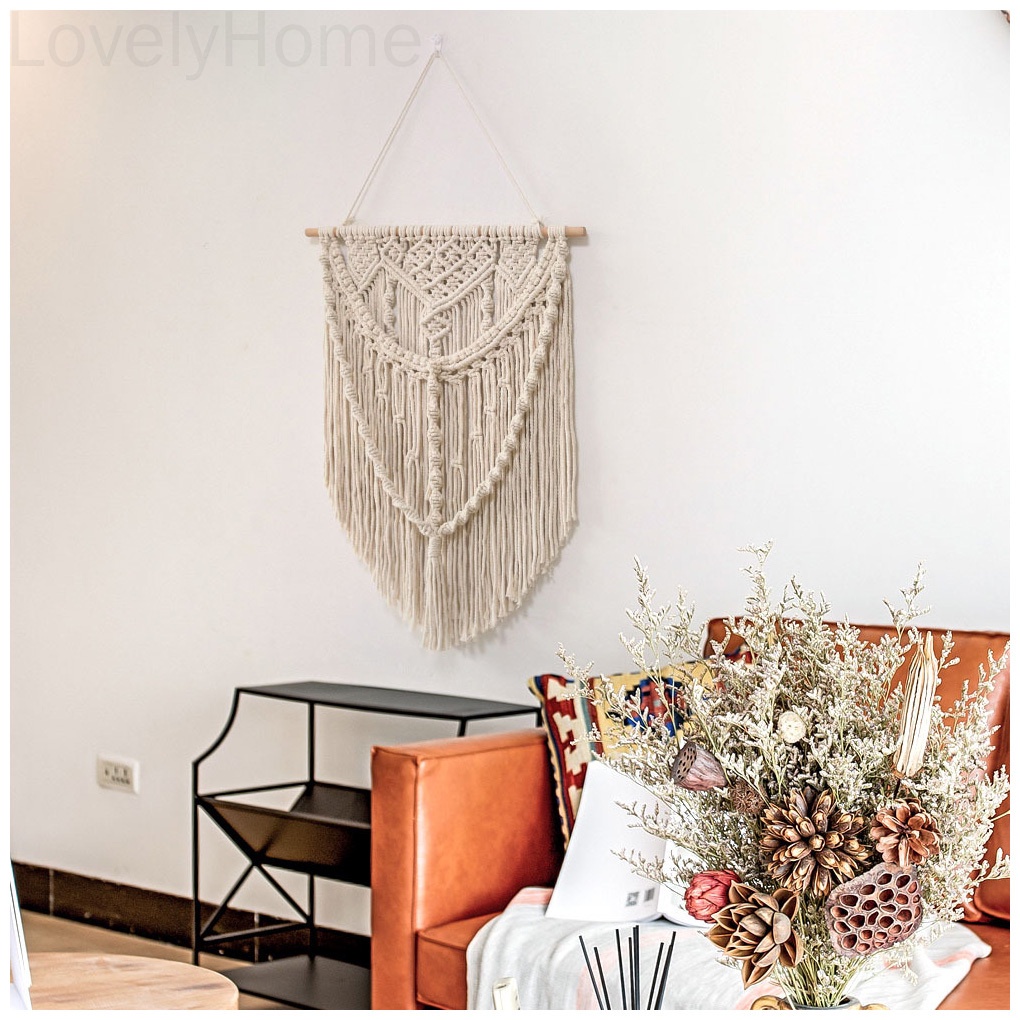 Tapestry Modern Simple Design Wall Hanging Ornament Cotton Rope Macrame ...