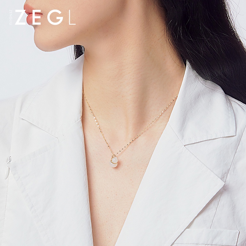 ZEGL ขนาดเล็ก gourd สร้อยคอหญิง 925 เงินสเตอร์ลิง niche light หยกจี้กระดูกไหปลาร้าสร้อยคอสำหรับ ...