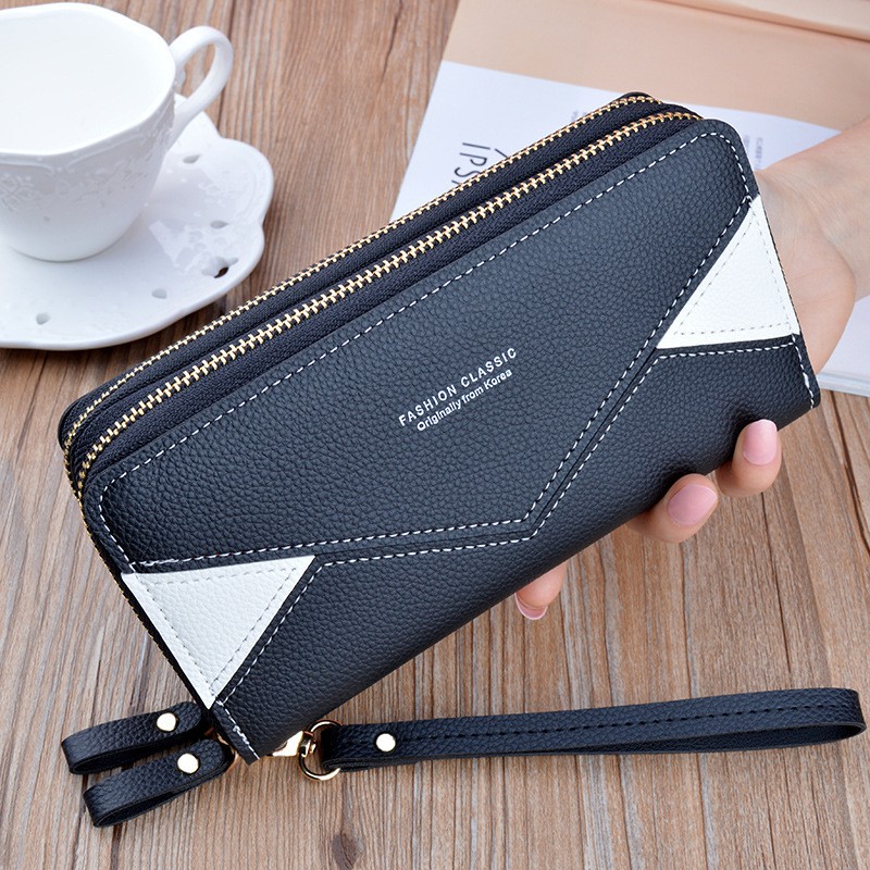 Double Zipper Wallet Ladies Clutch Long Mom Double Wallet Large ...