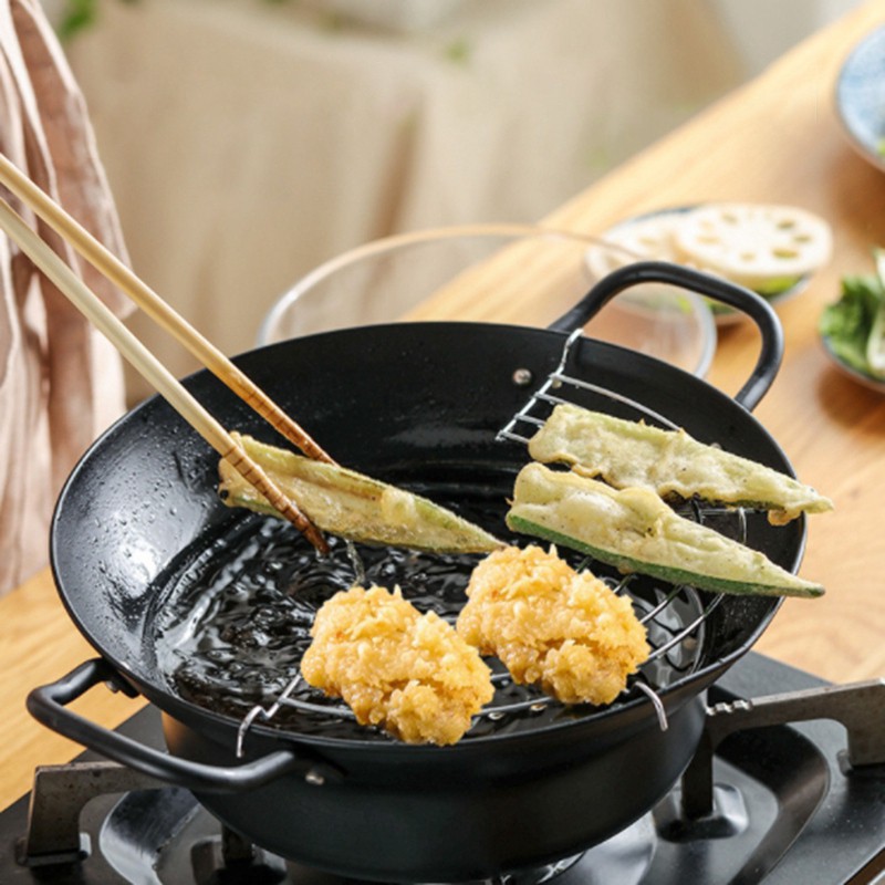 20cm Easy Pour Non Stick Coating Tempura Fryer Pot with Oil Drip ...