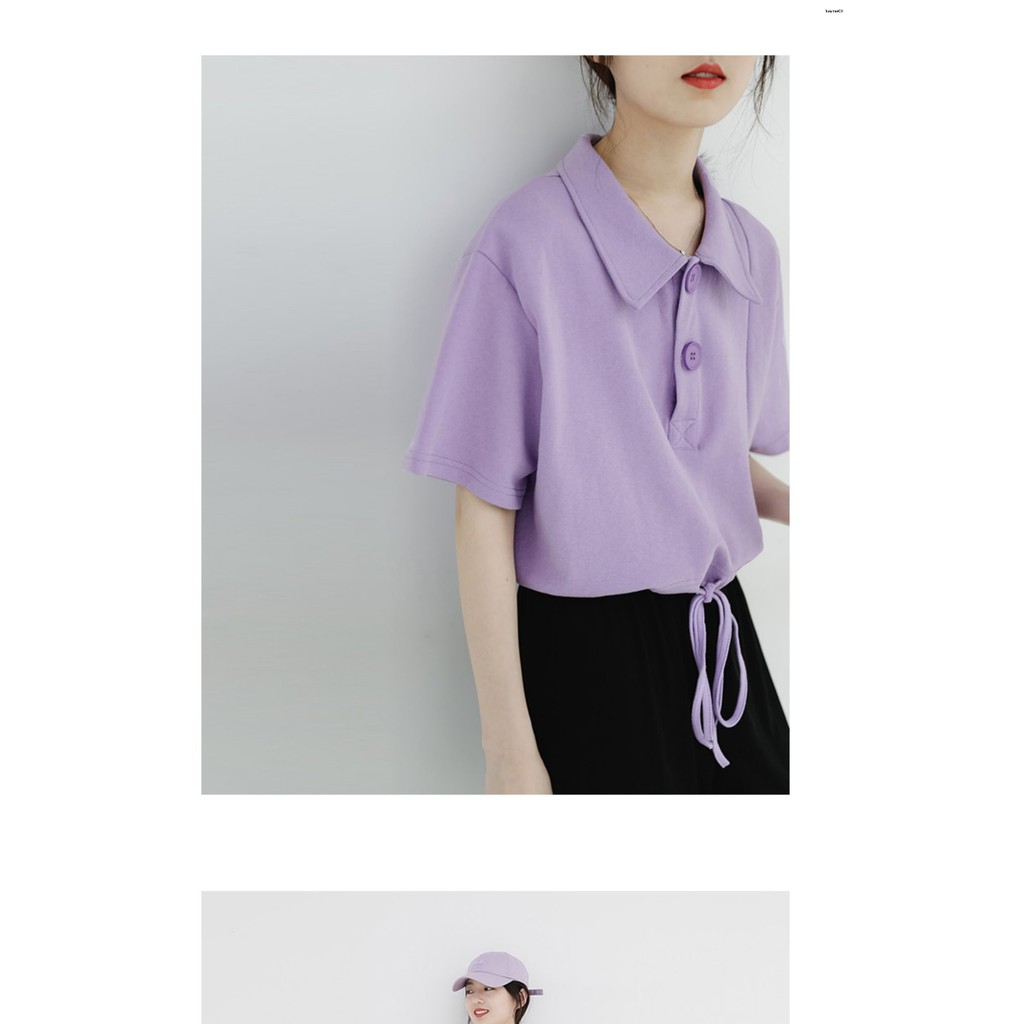 เสื้อโปโล Lucong การออกแบบเซ็กซี่ผ้าฝ้ายสั้นเสื้อยืดหญิง 2021 ฤดูร้อน ...