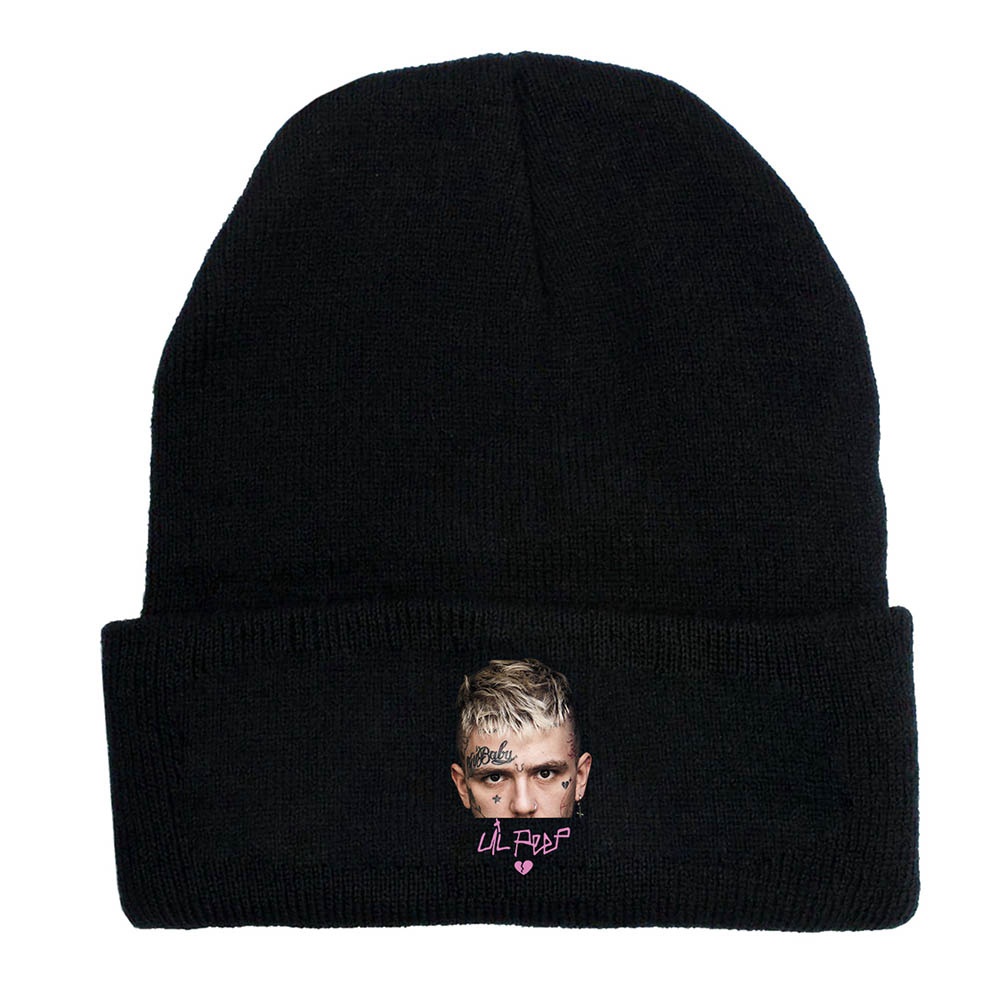 Lil Peep beanie cap for women Sad boy face knitted hat men winter hip ...