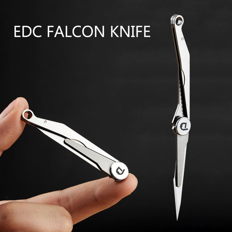 1x EDC Falcon Knife Titanium Alloy Self Defense Folding Utility Knife ...