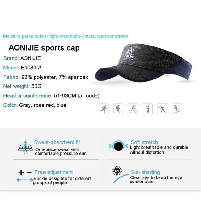 AONIJIE E4080 หมวกครึ่งใบ Visor Cap หมวกวิ่งออกกำลังกาย น้ำหนักเบา - 2b_runner_shop - ThaiPick