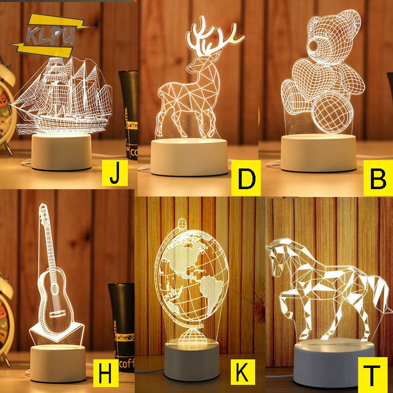 KLPU Cartoon Night Light 3D LED USB Dream Soft Light Table Night Light ...
