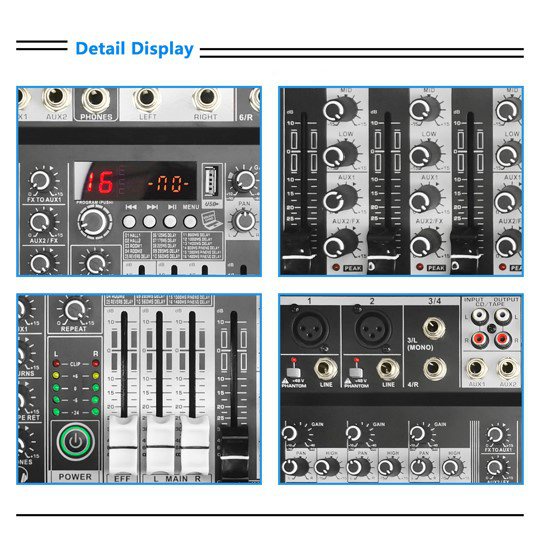 4 Channel DJ Audio Recording Mixer With USB Interface MP3 USB Bluetooth ...
