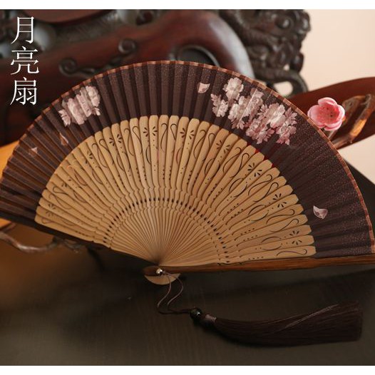 [时光的小店]Moon fan high-end 6-inch female fan summer folding fan Hanfu ...