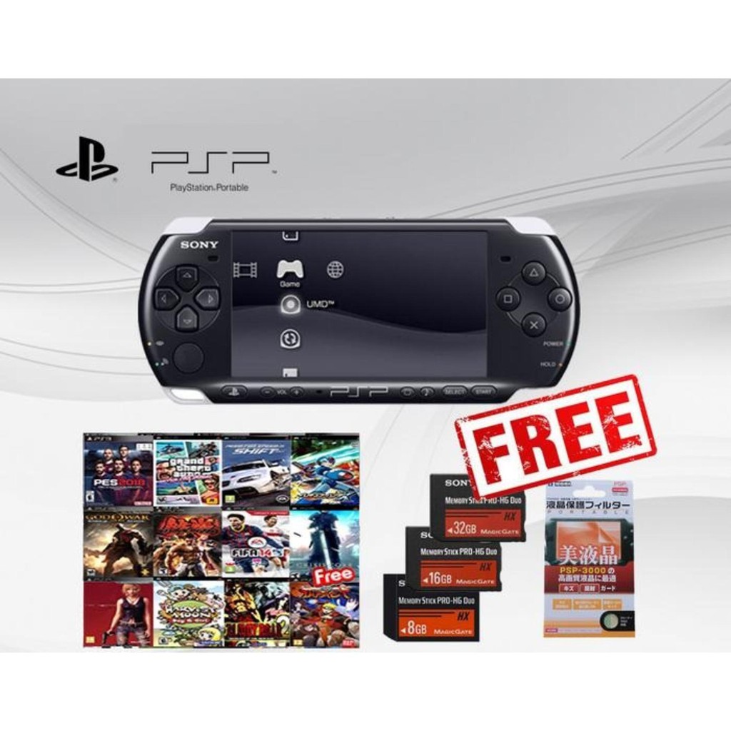 PSP 2000 - 3000 (BLACK) + memory 8GB - 64GB + GAME FREE ...