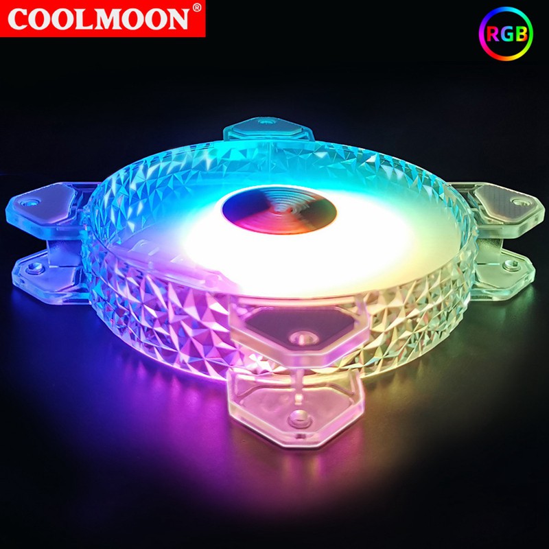 COOLMOON Crystal Diamond RGB 4 Fan Sets, 12cm Silent Long-Life RGB ...