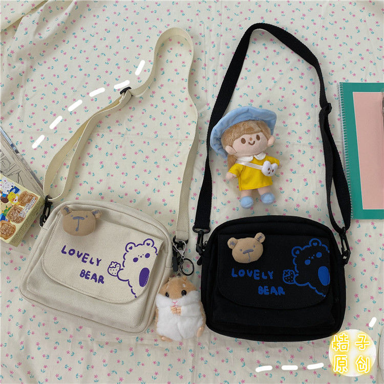 inschicน่ารักหมีผ้าใบถุงเล็กหญิงญี่ปุ่นฮาราจูกุน้องสาวนุ่มโบราณความ ...