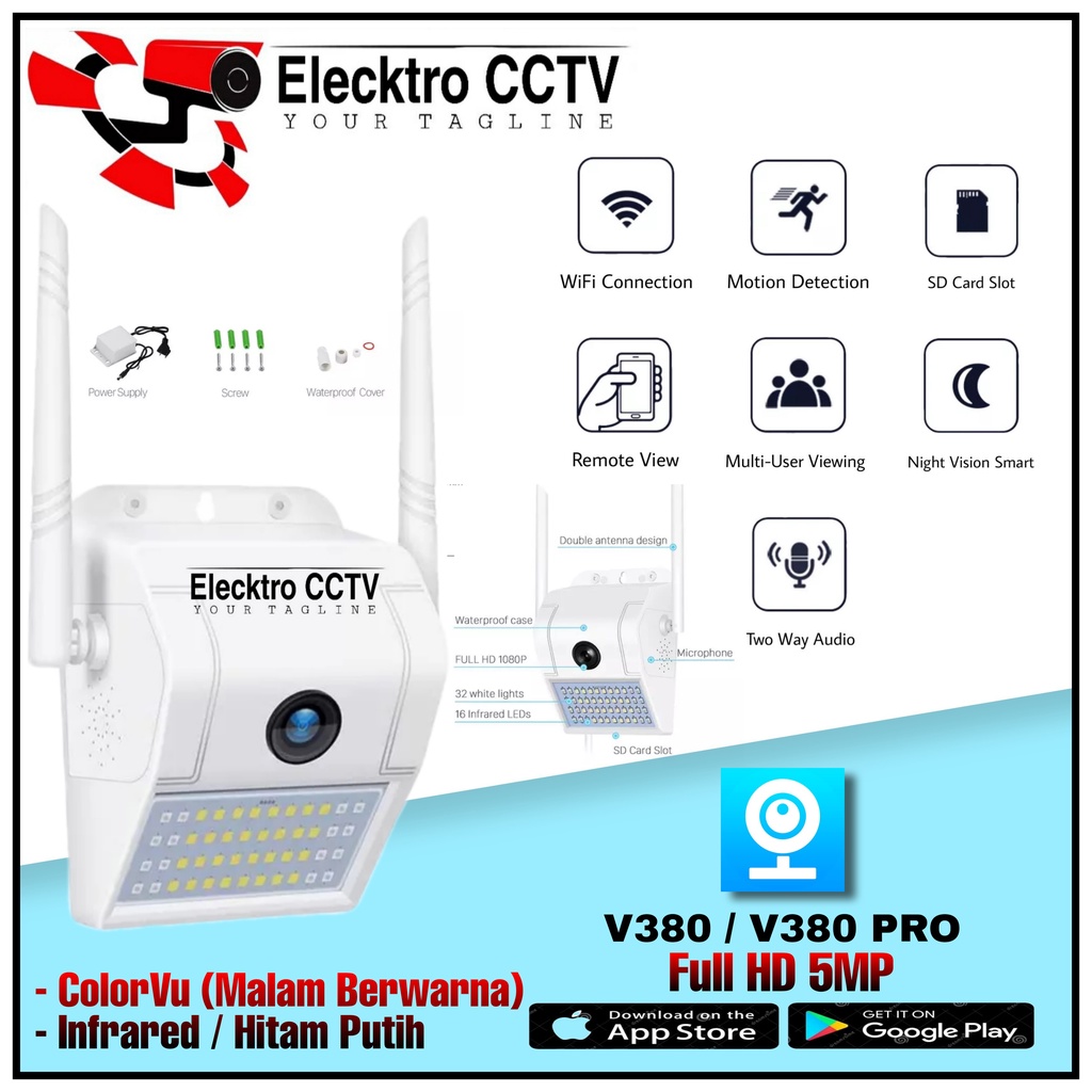 V380 Wifi 5MP ไร้สาย เต็มรูปแบบ HD กล้องวงจรปิดกลางแจ้ง IP โคมไฟติดผนัง กันน้ํา ...
