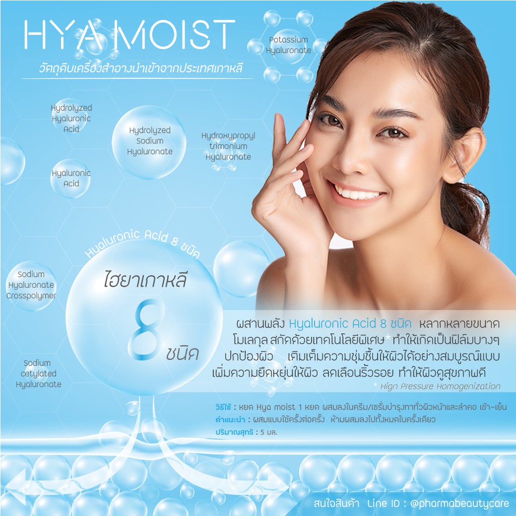 Hyamoist แอคทีฟผสมเครื่องสำอาง Hya 8 โมเลกุล นำเข้าจากเกาหลี เพื่อผิว ...